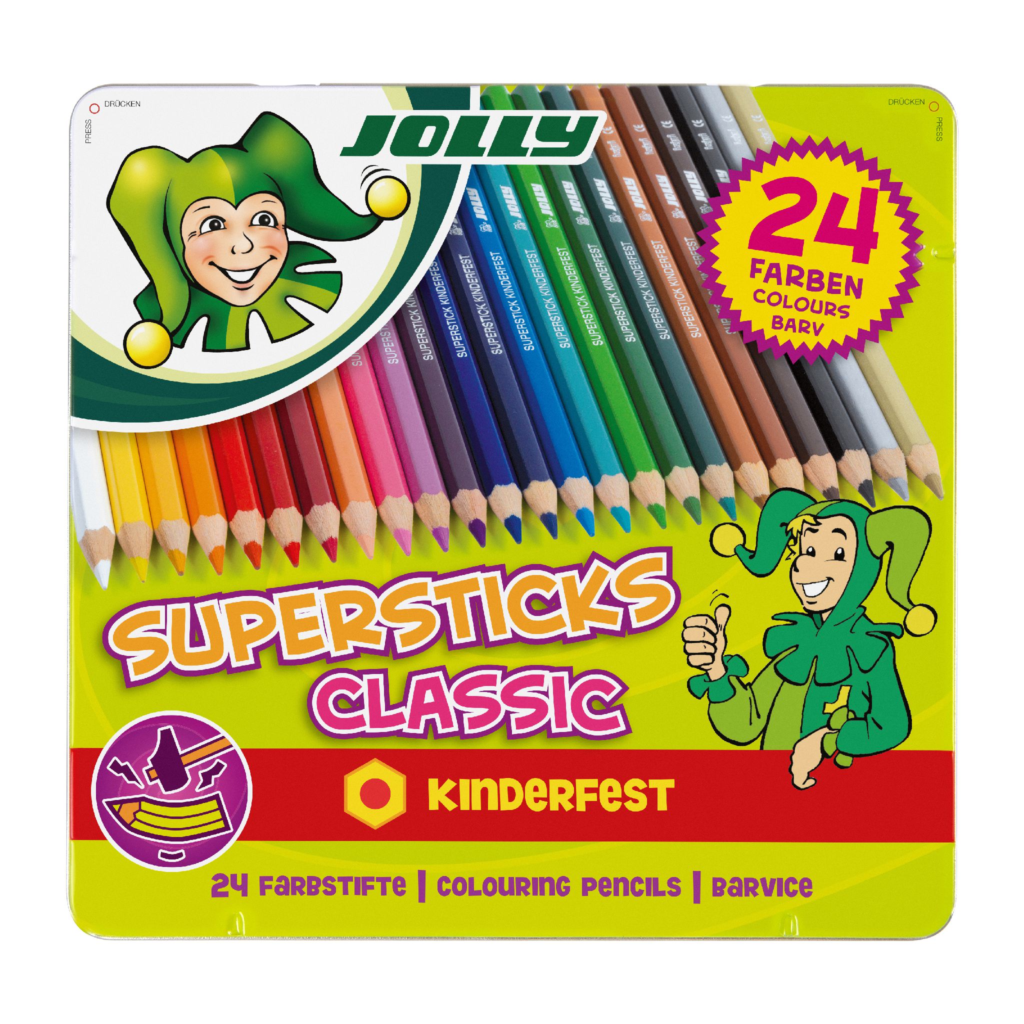 Drvene bojice Jolly kinderfest classic 24 kom u 3D metalnoj kutiji ...